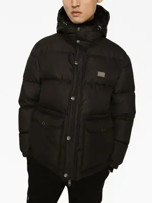 Dolce & Gabbana Logo-plaque Padded Hooded Jacket - Black