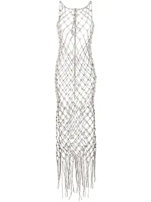 Giuseppe Di Morabito Rhinestone-embellished Fishnet Maxi Dress