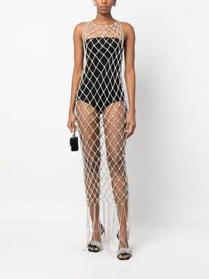 Giuseppe Di Morabito Rhinestone-embellished Fishnet Maxi Dress