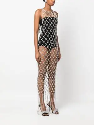 Giuseppe Di Morabito Rhinestone-embellished Fishnet Maxi Dress