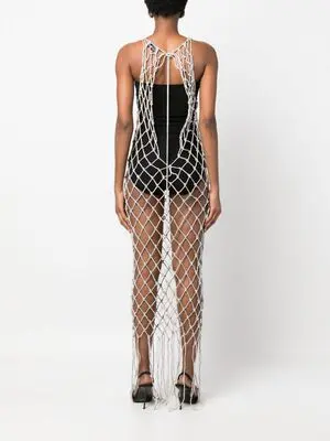 Giuseppe Di Morabito Rhinestone-embellished Fishnet Maxi Dress