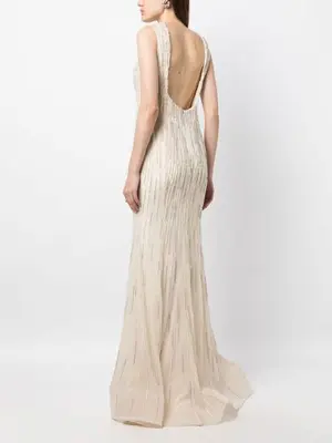 SAIID KOBEISY Beaded Open-back Gown