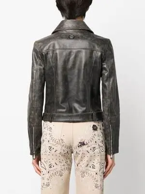 Philipp Plein Leather Biker Jacket