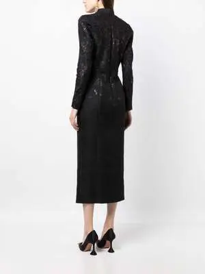 SAIID KOBEISY Brocade-effect Long-sleeve Dress