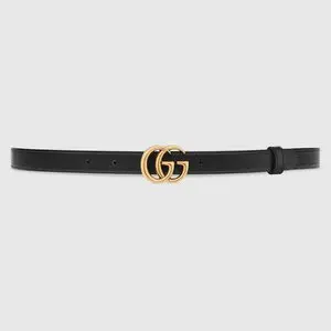 Gucci Gg Marmont Reversible Thin Belt - Beige