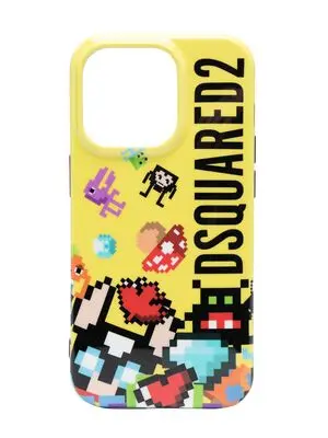 Dsquared2 Pixelated-print Iphone 14 Case - Yellow