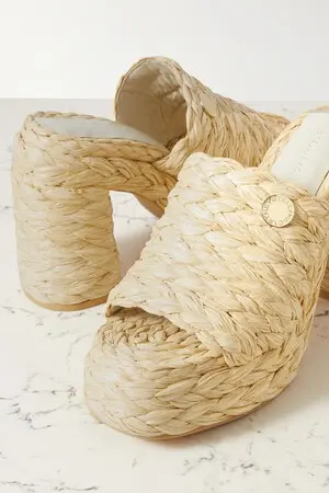 Stella McCartney Raffia Platform Mules - Neutrals