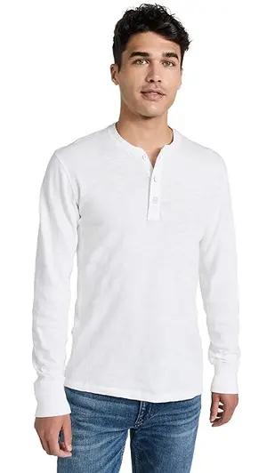 Rag & Bone Long Sleeve Classic Henley - White