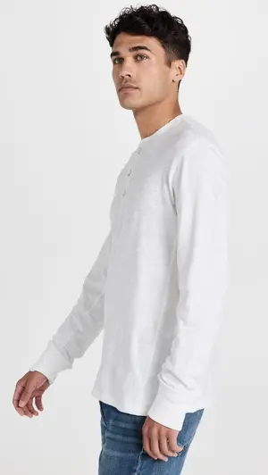 Rag & Bone Long Sleeve Classic Henley - White
