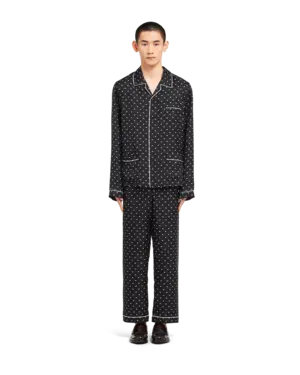 Prada Silk Twill Pajamas - Black/White | Editorialist