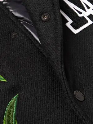 Moncler 7 Frgmt Hiroshi Fujiwara Celsia Wool-blend Felt And Full-grain Leather Down Varsity Jacket
