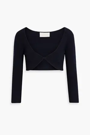 Michelle Mason Cropped Ribbed-knit Top - Midnight Blue