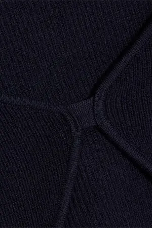 Michelle Mason Cropped Ribbed-knit Top - Midnight Blue