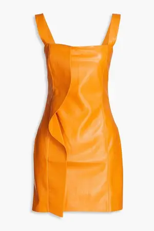 Nanushka Inara Ruffled Vegan Leather Mini Dress