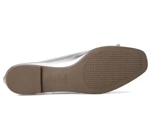 Schutz Arissa Croc Embossed Leather Ballet Flats With Bow Detail - Silver
