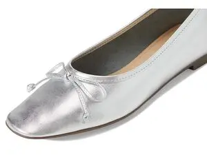 Schutz Arissa Croc Embossed Leather Ballet Flats With Bow Detail - Silver