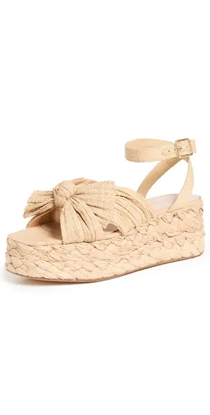 LOEFFLER RANDALL Gaby Pleated Bow Braided Espadrilles - Natural