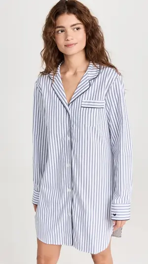 PETITE PLUME Navy French Ticking Nightshirt