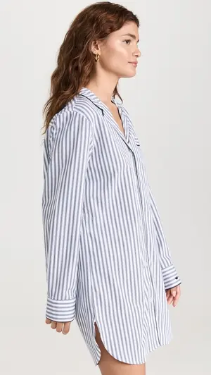 PETITE PLUME Navy French Ticking Nightshirt