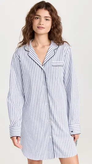 PETITE PLUME Navy French Ticking Nightshirt