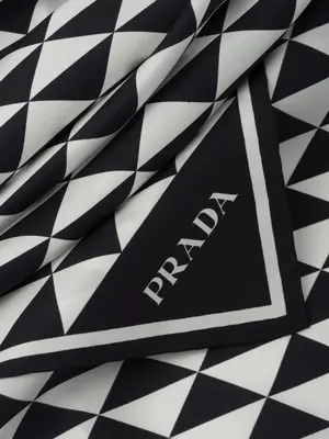 Prada Printed Silk Twill Scarf 90x90 - Black
