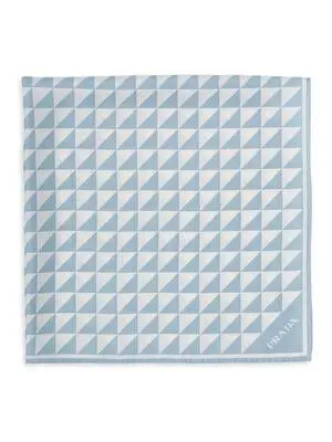 Prada Printed Silk Twill Scarf 90x90 Light Blue