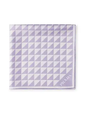 Prada Printed Silk Twill Scarf 90x90 Purple