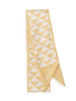 Prada Printed Silk Twill Scarf 90x90 White Yellow