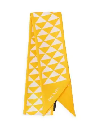 Prada Printed Silk Twill Scarf 90x90 Yellow