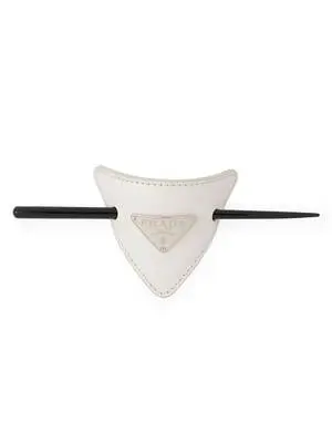 Prada Leather Hair Clip White