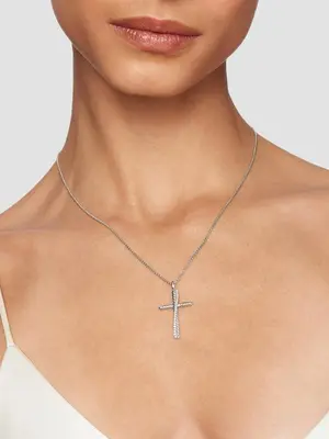 David Yurman Crossover Cross Necklace With Diamonds - Silver