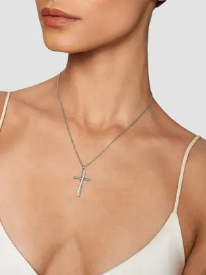 David Yurman Crossover Cross Necklace With Diamonds - Silver