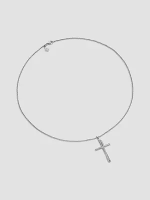David Yurman Crossover Cross Necklace With Diamonds - Silver
