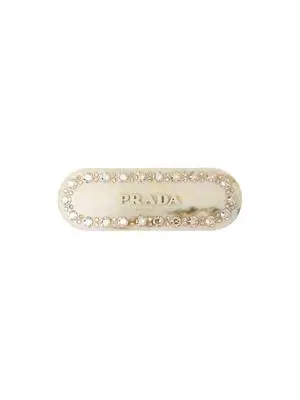 Prada Plex Hair Clip Beige Khaki