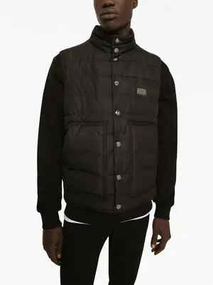 Dolce & Gabbana Logo-plaque Padded Gilet - Black