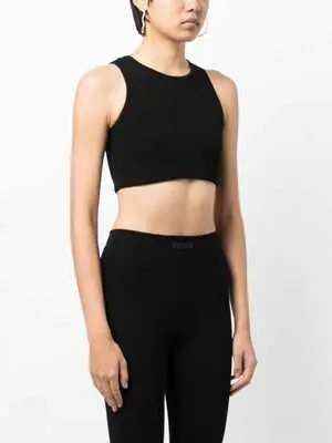 Fear Of God Logo-patch Ribbed Crop Top - Black