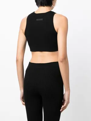Fear Of God Logo-patch Ribbed Crop Top - Black
