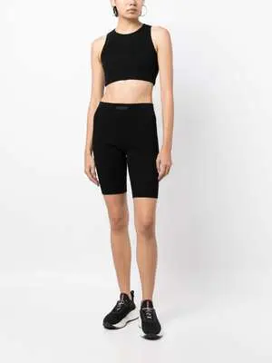 Fear Of God Logo-patch Ribbed Biker Shorts - Black