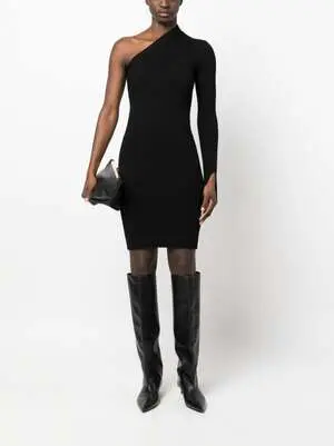 AERON Rib-knit Off-shoulder Minidress - Black