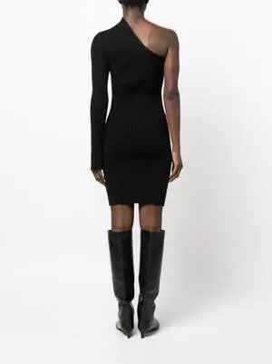 AERON Rib-knit Off-shoulder Minidress - Black