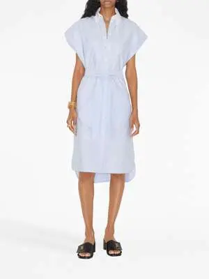 Burberry Belted Cotton Shirt Dress - Blue