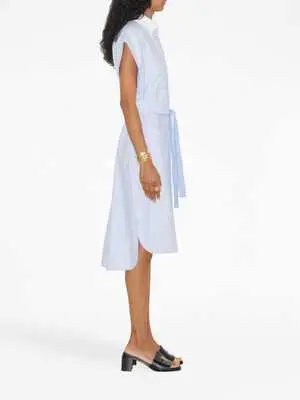 Burberry Belted Cotton Shirt Dress - Blue
