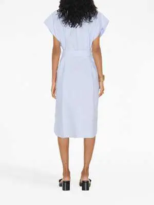 Burberry Belted Cotton Shirt Dress - Blue
