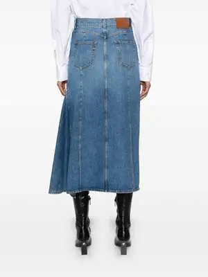 Alexander McQueen Slashed Denim Midi Skirt