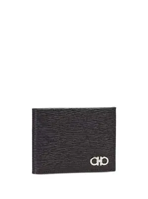 FERRAGAMO Gancini-plaque Leather Wallet - Black