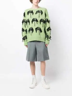 JIL SANDER Intarsia Fringed Cotton-blend Jumper