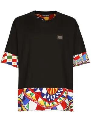 Dolce & Gabbana Contrasting Sicilian Carretto-print T-shirt - Black