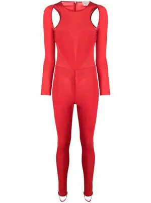 Alexander McQueen Cut-out Long-sleeve Jumpsuit - Red