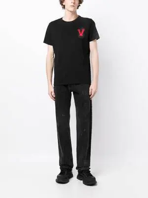 PORTS V Logo-embroidered T-shirt - Black