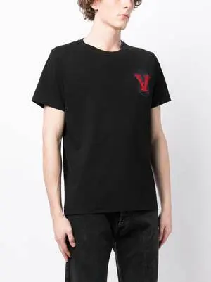 PORTS V Logo-embroidered T-shirt - Black